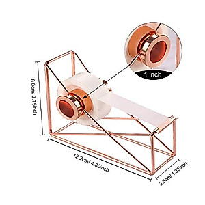 Rose Gold Office Supplies Set - Stapler, Tape Dispenser, Staple Remover with 1000 Staples and 12 Binder Clips , Luxury Acrylic Rose Gold Desk Accessories & Decorations