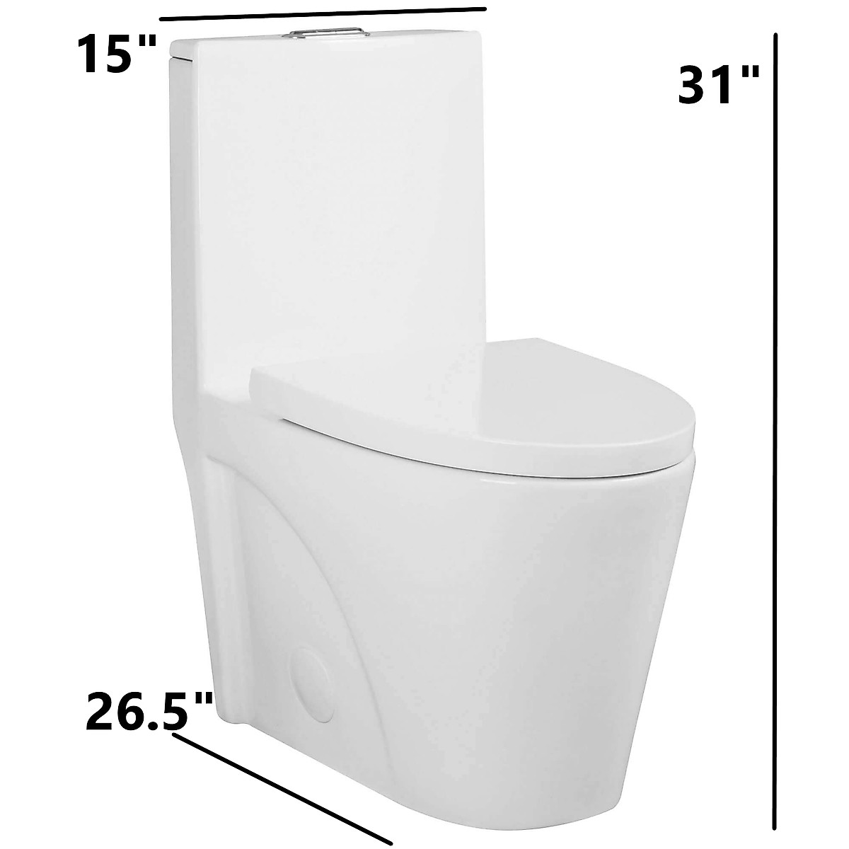 Fine Fixtures Dual-Flush Elongated One Piece Toilet Bowl - Soft Close Seat with High Efficiency Dual Flush in White…