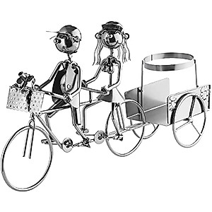 BRUBAKER Wine Bottle Holder Couple on Tandem Bicycle Metal Sculptures and Figurines Decor Wine Racks and Stands Gifts Decoration