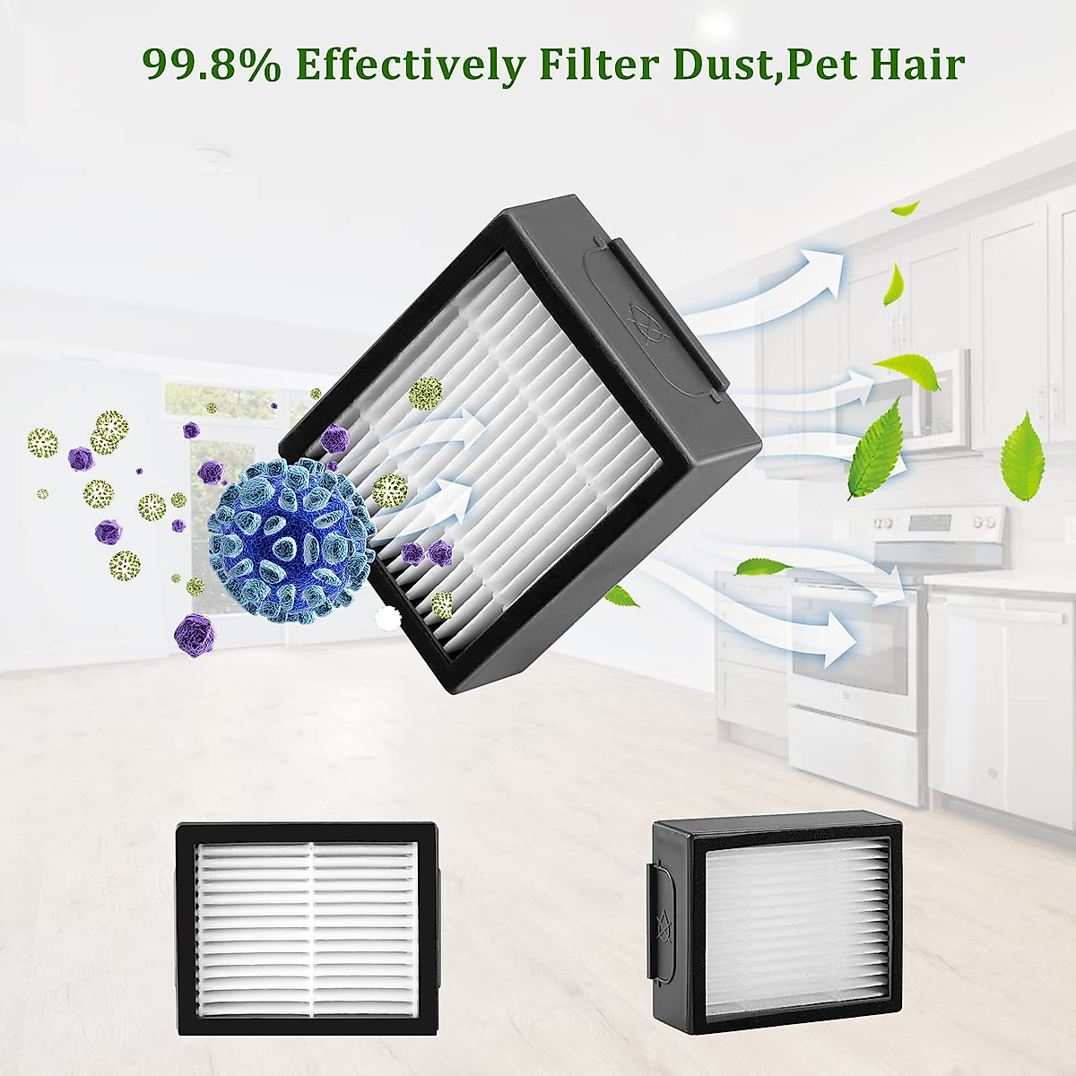 HORPKUN Replacement Parts for iRobot Roomba i7 i7+ i3 i3+ i4 i6 i6+ i8 i8+/Plus E5 E6 E7 j7 I,E &J Series Vacuum Cleaner, 2 Set Rubber Brushes, 6 Filters, 6 Side Brushes,3 Vacuum Bags