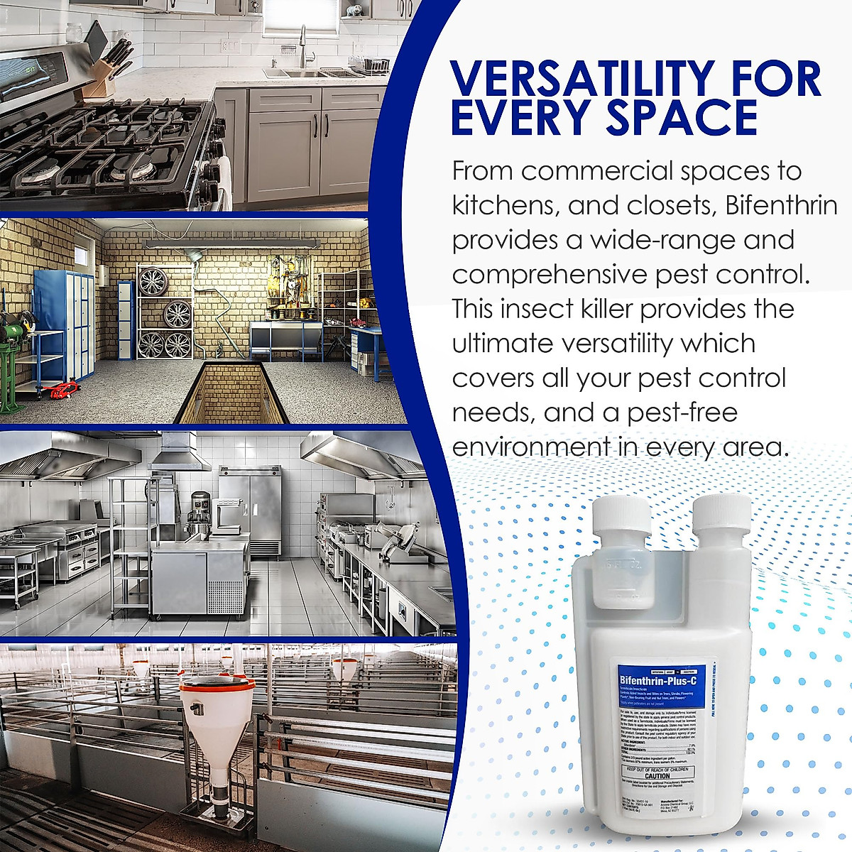 Bifenthrin-Plus-C Insecticide (16 oz) - Roach Killer Indoor Infestation, Termite Treatment, Ant Control & Wasp Spray - Home Defense Pest Control, Residential, Commercial, and Industrial Use