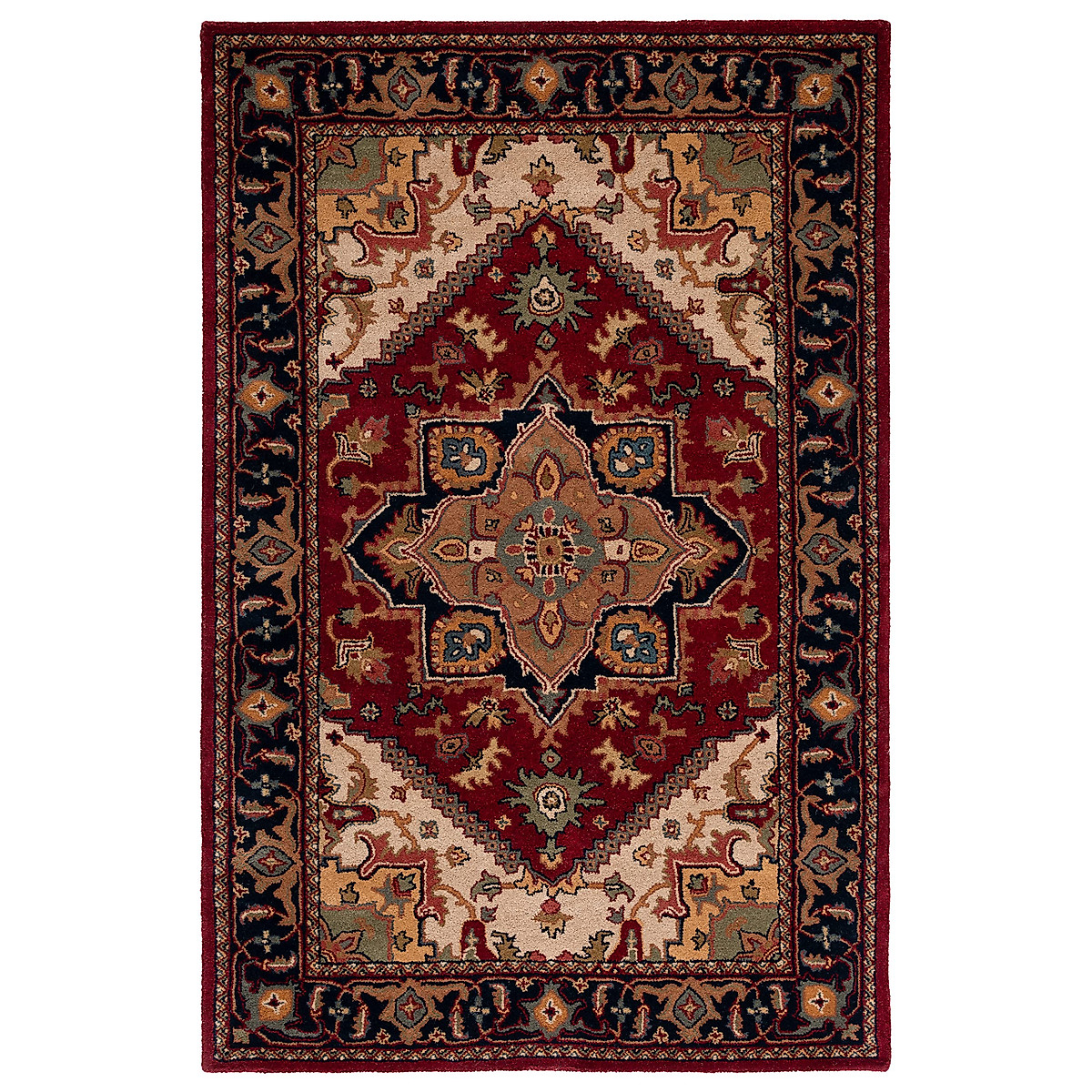 SAFAVIEH Heritage Collection Area Rug - 5' x 8', Red, Handmade Traditional Oriental Wool, Ideal for High Traffic Areas in Living Room, Bedroom (HG625A)