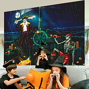 Cheerland Fabric Pirate Party Backdrop for Halloween Party Decoration Kids Birthday Hanging Background for Pirate Theme Birthday Wedding Costume Party Engagement Anniversary Party Supplies