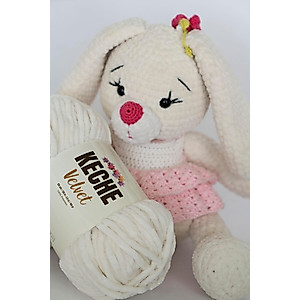 Keche Velvet Yarn for Crocheting, Soft Chenille Bulky Baby Blanket Amigurumi Yarn 100 gr (132 yds) (Dark Yellow, 1 Skein)