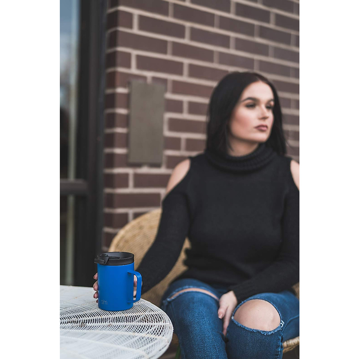 Simple Modern Travel Coffee Cup with Lid and Handle | Reusable Insulated Stainless Steel Iced Coffee Mug Cold Brew Tumbler and Tea Cup | Scout Collection | 12oz | Midnight Black