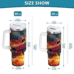 RPLIFE Monster Truck Stainless Steel Mug, Insulated Cup with Straw, Tumbler for Men