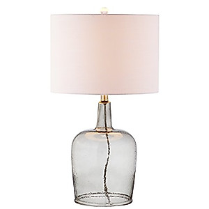 JONATHAN Y JYL4003A Augustine 26" Glass LED Table Lamp Modern Contemporary Bedside Desk Nightstand Lamp for Bedroom Living Room Office College Bookcase LED Bulb Included, Smoke Gray