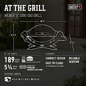 Weber Q1000 Liquid Propane Grill, Titanium