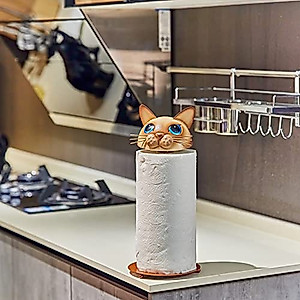 Aayla Paper Towel Holder - Metal Unique Cat Paper Towel Roll Stand for Counter Top of Kitchen Home Dining Bathroom, Adorable Gifts for Cat Dog Pet Lovers (Cat - Brown)