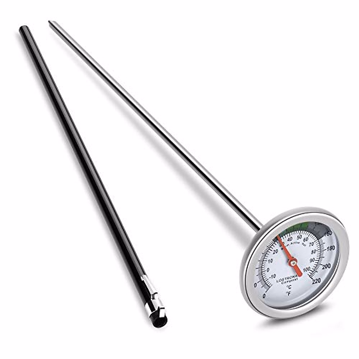 Long Stem Compost Soil Thermometer - Fast Response Stainless Steel 16 ...