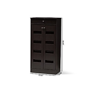 Baxton Studio Oullins Shoe Cabinet, Wenge Dark Brown