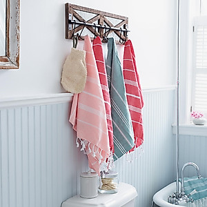 Autumn Alley Rustic Kitchen Utensils Hanging Rack with S Hooks | Wall Mounted Wood Rack for Mugs, Utensils, Pots and Farmhouse Decor | Rustic Wall Decor