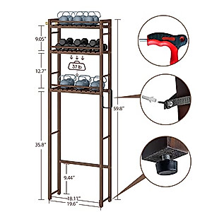 HENGYANG Over The Toilet Storage, 3-Tier Wooden Bathroom Shelf Over Toilet with 2 Hooks & Toilet Paper Holder, 20 inch Over Toilet Shelf Organizer for Bathroom, Restroom, Guardrail to Prevent Toppling