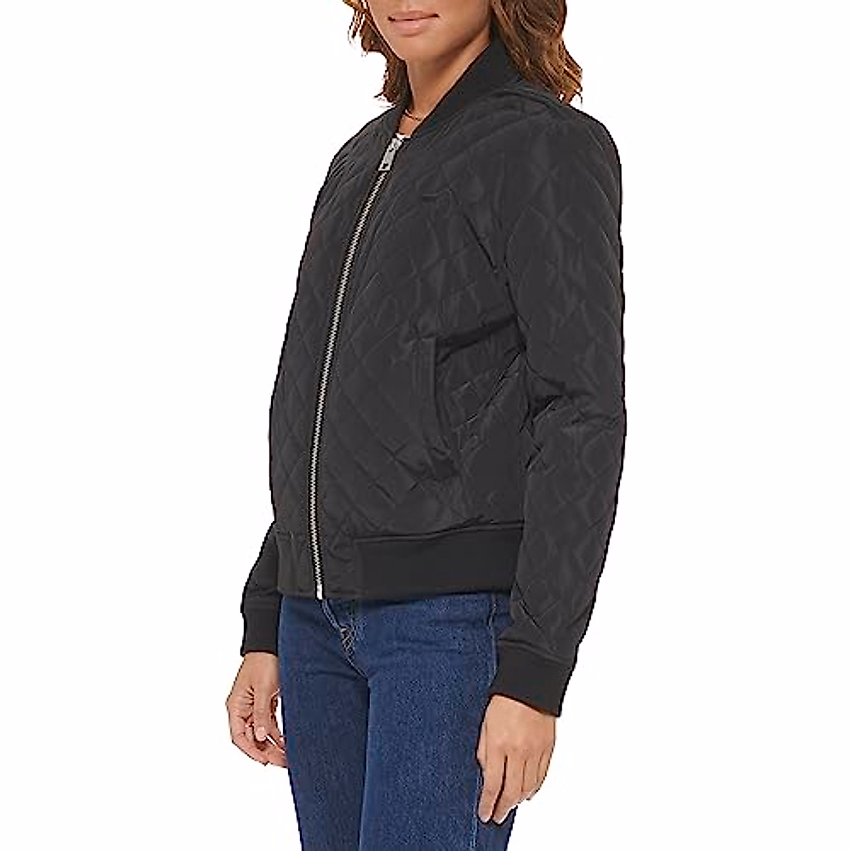 Levi's Women Diamond Quilted Bomber Jacket, Black, Medium