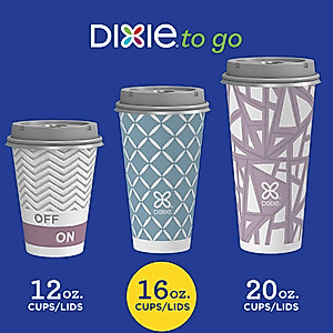 Dixie To Go Large Paper Coffee Cups With Lids, 16 Oz, 132 Count, Disposable Cups For On-The-Go Hot Beverages