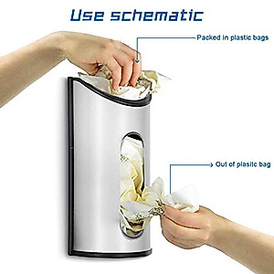 malmo Bags holder-Stainless Steel Wall Mount Grocery Bag Dispenser, Bags Storage for Plastic bag,Anti-Fingerprints, Silver…