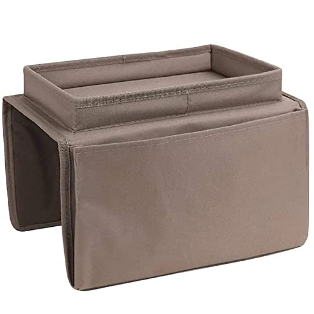 Sofa Armrest Organizer with Cup Holder, Non-Slip Armchair Caddy TV Remote Control Holder Sofa Tray Armchairs Table Storage Bag with 4 Pockets for Cellphone Tablet Book Drinks(11.8 x 7.1x 7.1 inch)
