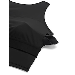 CRZ YOGA Women's High Neck Longline Sports Bra - Padded Racerback Yoga Bra Crop Tank Top with Built in Shelf Bra Black Medium