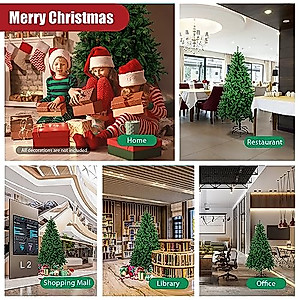 6.5FT Artificial Christmas Tree Xmas Holiday Pine Tree Christmas Tree Realistic Holiday Decoration with Metal Stand Hinges PVC Leaves Easy Assembly for Outdoor Indoor Party Green