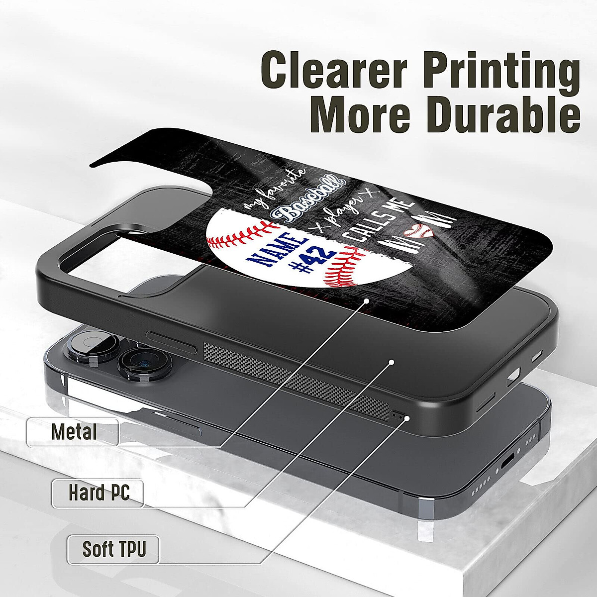 Eomnniofoy Custom Baseball Mom Phone Cases for Samsung Galaxy S10 S20 S21 S22 S23 S24 S25 Ultra Plus FE Edge | for iPhone Moto for Pixel, My Favorite Player Call Me Mom Gifts for Women Girls