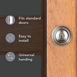 Baldwin Alcott, Entry Door Knob Handle with Keyed Lock Featuring SmartKey Re-key Technology and Microban Protection, in Satin Nickel