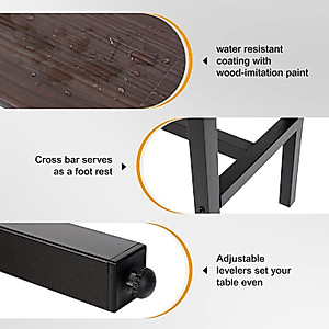 Anmutig Outdoor Bar Table 53.1 inch Counter Height Bar Metal Table with Waterproof Top for Hot Tub, Garden, Backyard, Indoor Brown