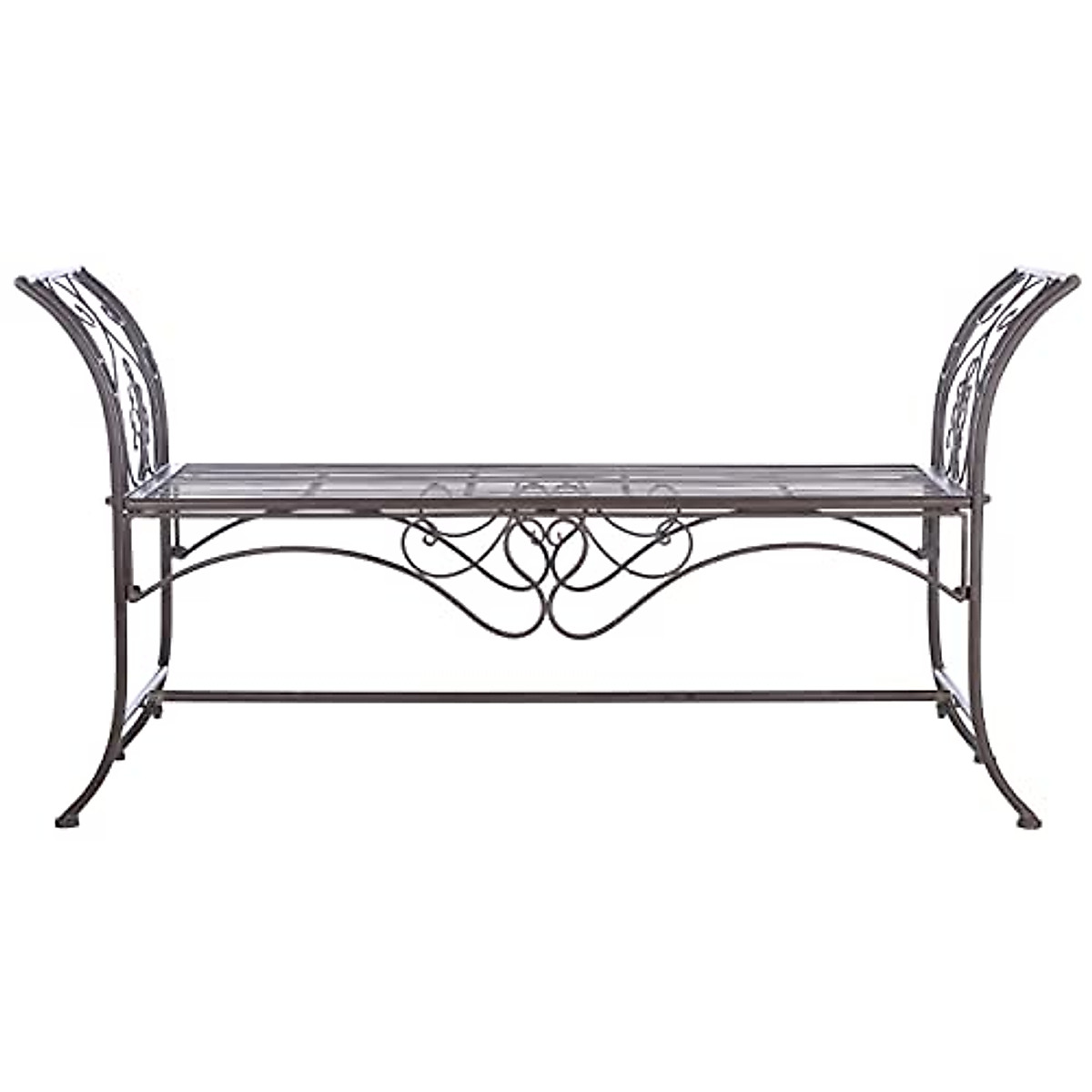 Safavieh PAT5016B Outdoor Collection Adina Rustic Brown Wrought Iron 51-inch Garden Bench