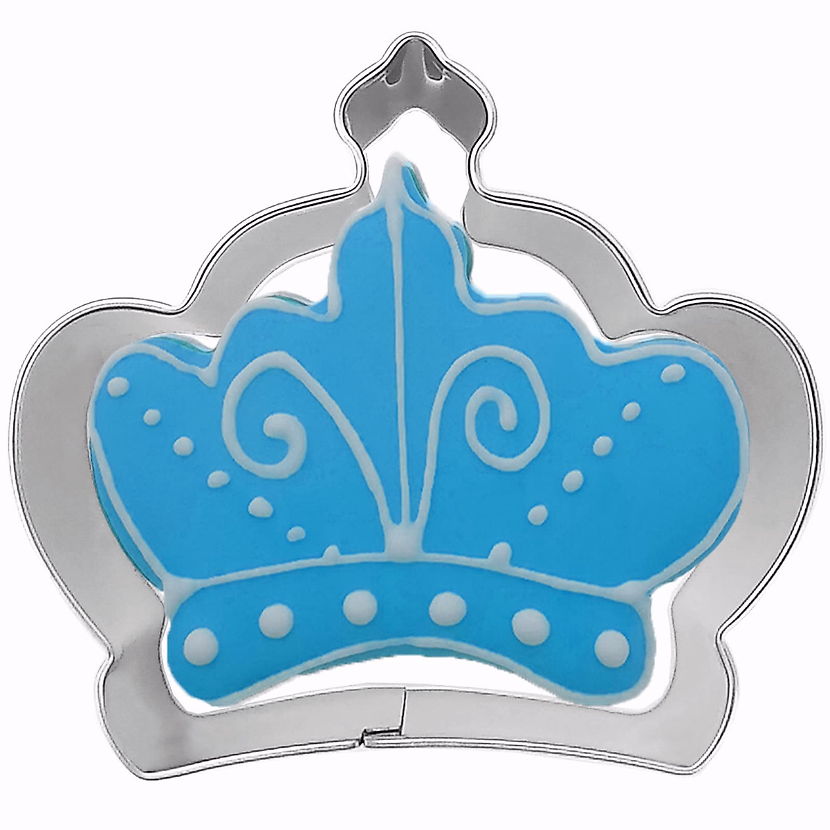 Large Size Crown Shaped Cookie Cutter, Stainless Steel Queen/King/Prince/Princess Crown Cookie Cutter, 4.6 Inches (Model 1)