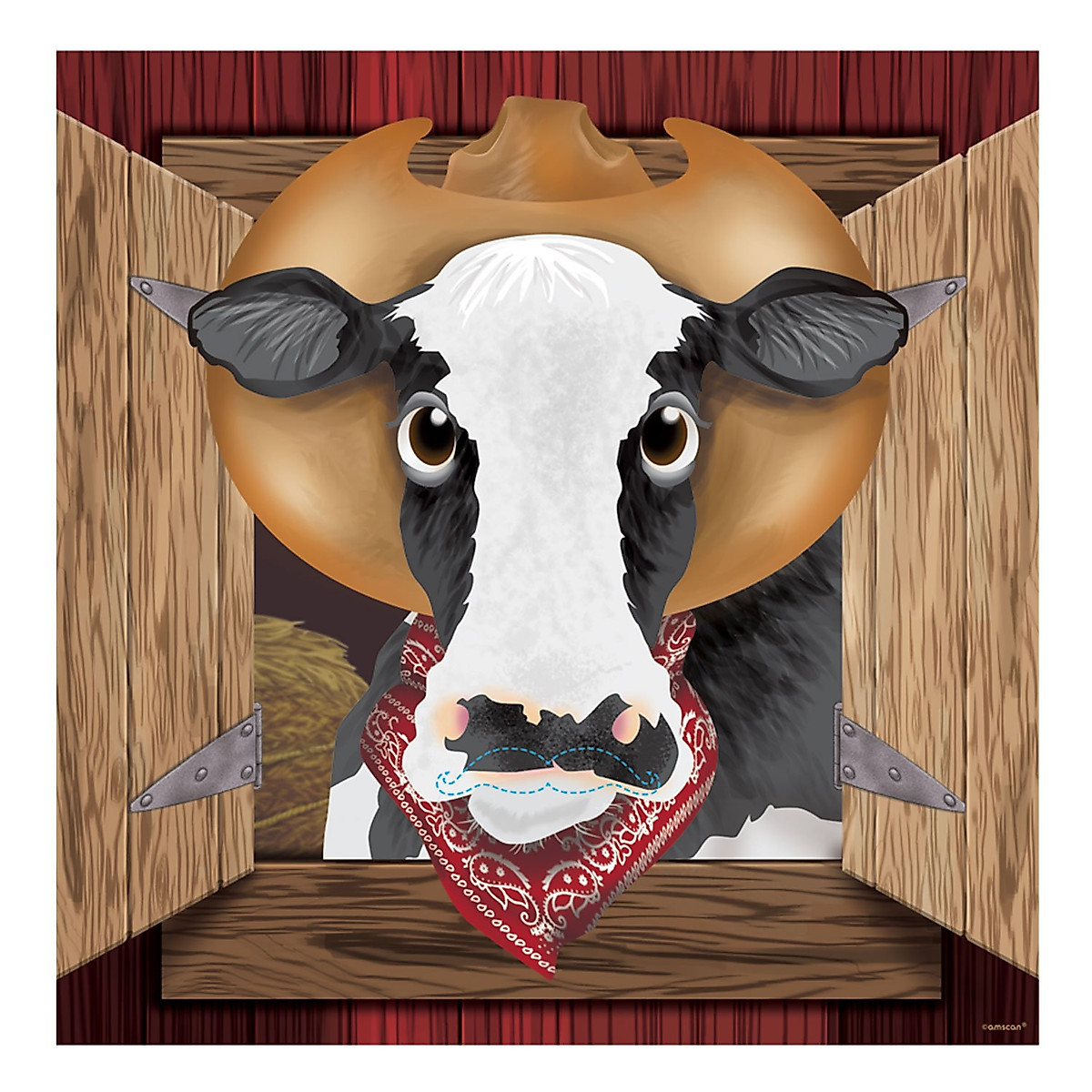 Amscan Pin The Moustache On The Cow Game, 17" x 17", Multicolor