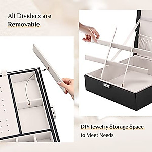 Jewelry Box for Women, 2 Layers Jewelry Organizer with Lock, Large Jewelry Boxes Jewelry Case for Storing Earrings Rings Necklaces Bracelets PU Leather & Soft Velvet Lined, Girls Wife Ideal Gift