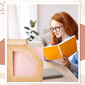 ReliThick 2 Pcs Wood Scrapbook Paper Storage Organizer for Holding 12 x 12 inch Paper Storage Box Album Holders for Vinyl Records Stand 8 Slot Desktop Rack Paper Storage Shelf Portfolio Filing Crate