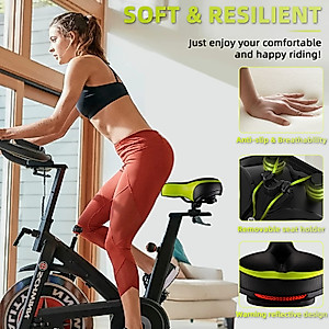 Roguoo Bike Seat, Most Comfortable Bicycle Seat Dual Shock Absorbing Memory Foam Waterproof Bicycle Saddle Bike Seat Replacement with Refective Tape for Mountain Bikes, Road Bikes