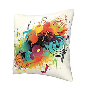 OUSIKA Abstract Music Themed Throw Pillow Covers Super Soft Morden Decorative Pillowcases Square Cozy Cushion Covers for Sofa Couch Bed Home Decor 16"X16"