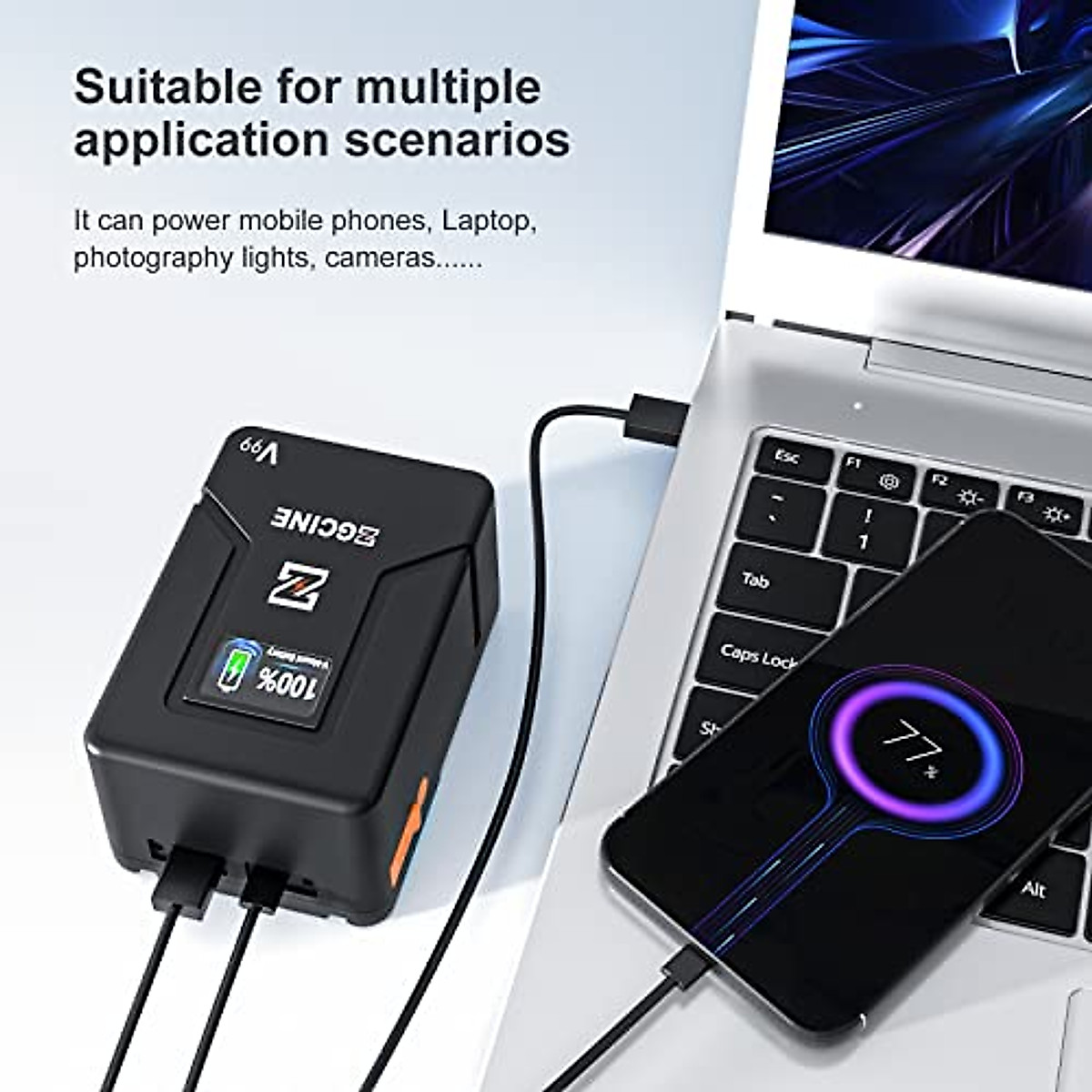 ZGCINE V99 V-Mount Battery 99Wh 14.8V 6800mAh with Dual USB-C,D-TAP,USB-A Output for Video Camera Camcorder Broadcast,V-Lock Battery Compatible with BMPCC 6K Pro/Canon EOS R5C/Sony FX3