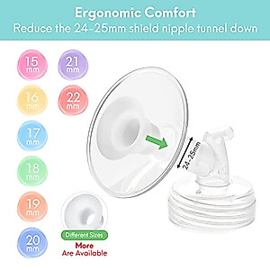 MompMuir 22mm Silicone Flange Inserts Compatible with Elvie Stride Lansinoh Medela for Spectra Insert Willow go TSRETE Momcozy S9 S12 Bellababy Maymom Pump Parts Reduce 24-25mm Elastic Nipple to 22mm
