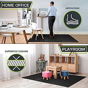 ProsourceFit Exercise Puzzle Mat ½ inch, 24 SQ FT, 6 Tiles, EVA Foam Interlocking Tiles Protective and Cushion Flooring for Gym Equipment, Exercise and Play Area, Black