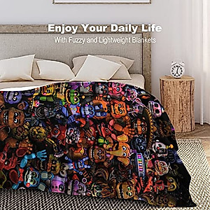 Anime Throw Blanket Cartoon FNAF Bear Printing Ultra-Soft Flannel Blankets Christmas Decor Sofa Nap Quilt for Living Room Couch Bed 60"x50"
