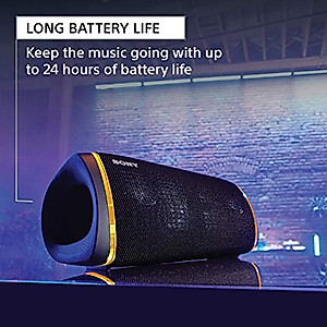 Sony SRS-XB43 EXTRA BASS Wireless Bluetooth Powerful Portable Speaker, IP67 Waterproof & Durable for Home, Outdoor, and Travel, 24 Hour Battery, Party Lights, USB Type-C, and Speakerphone, Black
