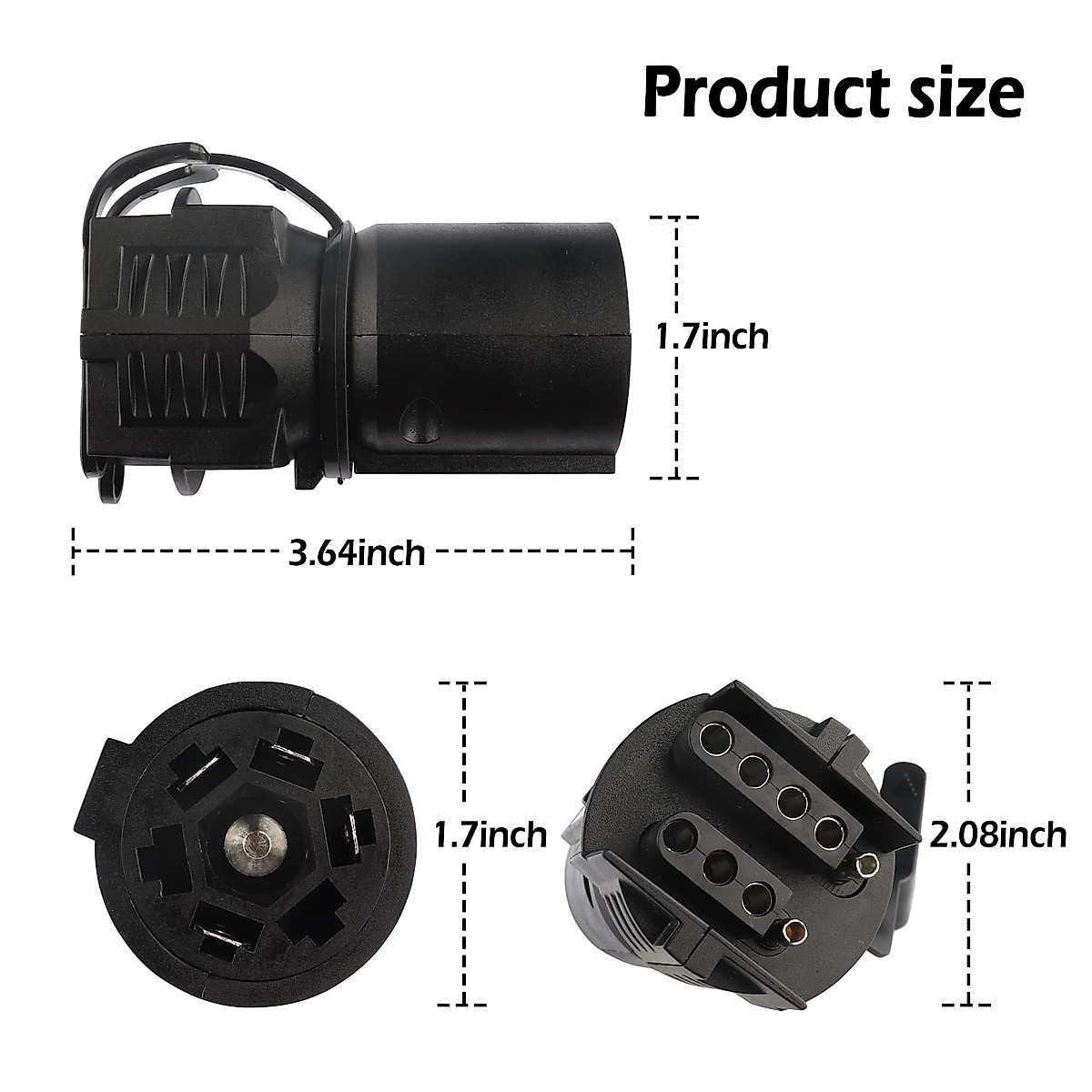 CXCCOI Upgrade Version 2 in 1 Trailer Plug Adapter for 7 Pin Round to 4 or 5 Flat Blade Trailer Connector with Dustproof Cover Plug-N-Play Suitable for Towing RV/Trailers