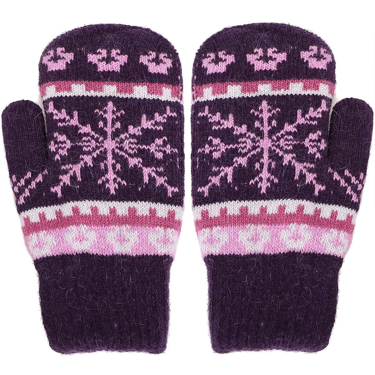 Verabella Womens Mittens Cold WeatherFair Isle Knit Sherpa Lined Winter Mittens,2 Pairs,L Grey/Purple