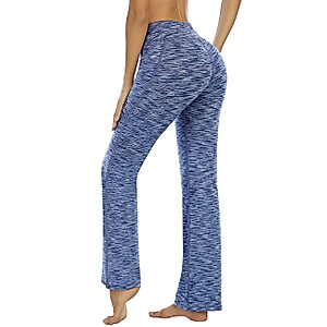 Heathyoga Women's Yoga Pants with Pockets for Women Bootcut Wide Leg Pants for Women High Waisted Workout Pants Ocean