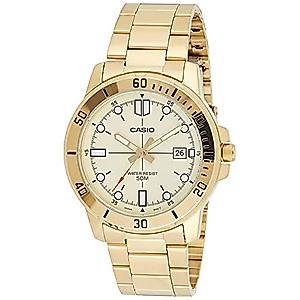 Casio MTP-VD01G-9EV Men's Enticer Gold Tone Stainless Steel Gold Dial Casual Analog Sporty Watch