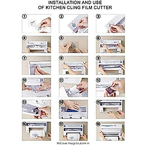 Multifunctional 6-in-1 Kitchen Storage Rack,Plastic Wrap Foil Dispenser,Wall-Mount Sauce Bottle Storage Paper Towel Holder