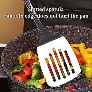 Niulife Kitchen Utensils Set, 4pcs Large Heat Resistant Cooking Utensil Spatula, Green Stainless Steel Nonstick Gadgets Tools, Dishwasher Safe Spatulas Spoon for, Home, Essentials