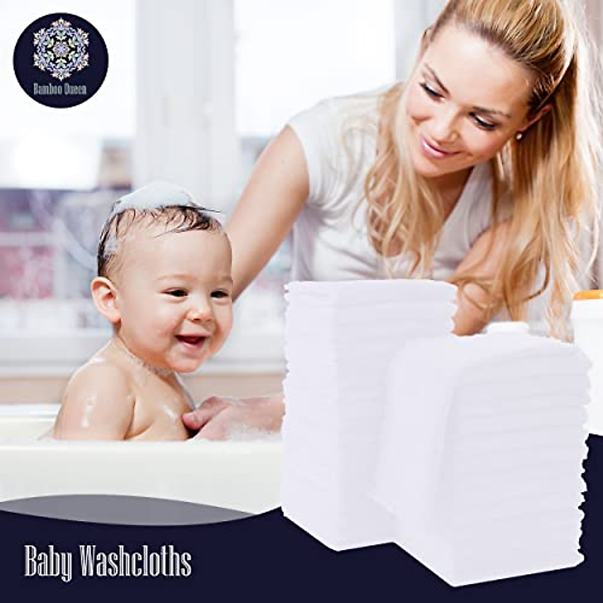 32 Pack Baby Washcloths - Luxury Coral Fleece - Extra Absorbent and Soft Wash Clothes for Newborns, Infants and Toddlers - Suitable for Sensitive Skin and New Born - Baby Shower - White, 10x10 Inch