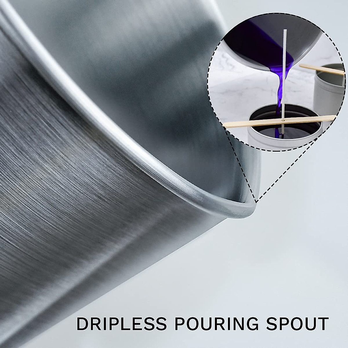 AGLARY Candle Making Pouring Pot, Double Boiler Aluminum Candle Wax Melting Pitcher，Holds for 4 Pounds Wax，with Heat-Resistant Handle and Dripless Pouring Spout,Wax melt containers，3L