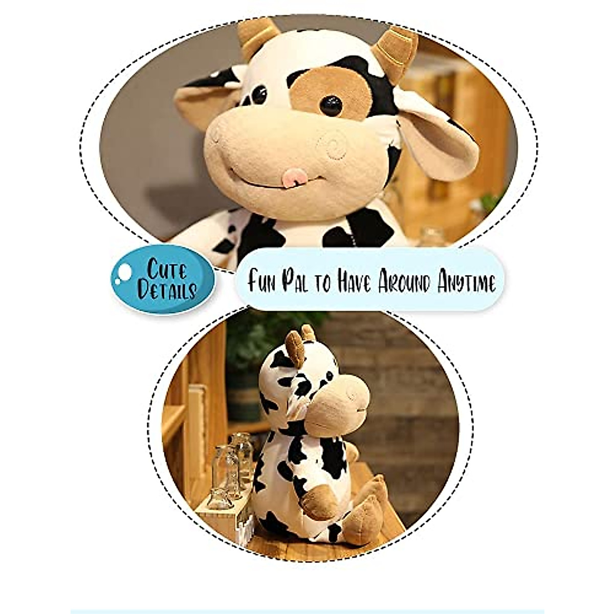 Generic Cow Plush Toy,16 inch Stuffed Animal Throw Plushie Pillow Doll,Soft Fluffy Friend Hugging Cushion-Present for Every Age and Occasion