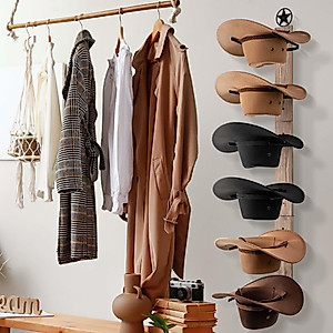 AJART Western Cowboy Hat Storage Rack: Cowgirl Wall Decor for Home - 6 Pieces Cowboy Hat Oragnizer Hooks - Gray Cowboy Hat Display Hanger