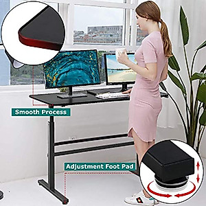 Adjustable Standing Desk, 47" Computer Desk Height Converter Desk Computer Workstation Large Desktop Stand Up Desk Ergotron Laptop Sit-Stand Desk Fit Dual Monitor for Home Office,Black