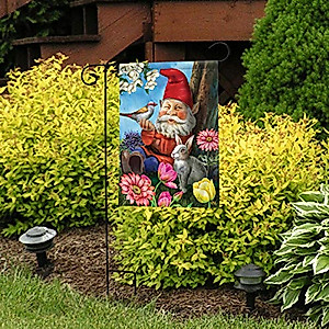 Garden Gnome Spring Garden Flag Floral 18" x 12.5" Briarwood Lane